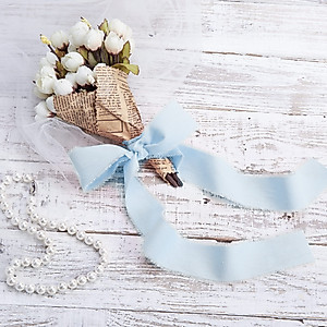 Keypan Blue Ribbon 1-1/2 x 15 Yards Handmade Cotton Frayed Fringe Fabric Ribbons for Crafts Flower Bouquets Wedding Baby Shower Home DIY Decor