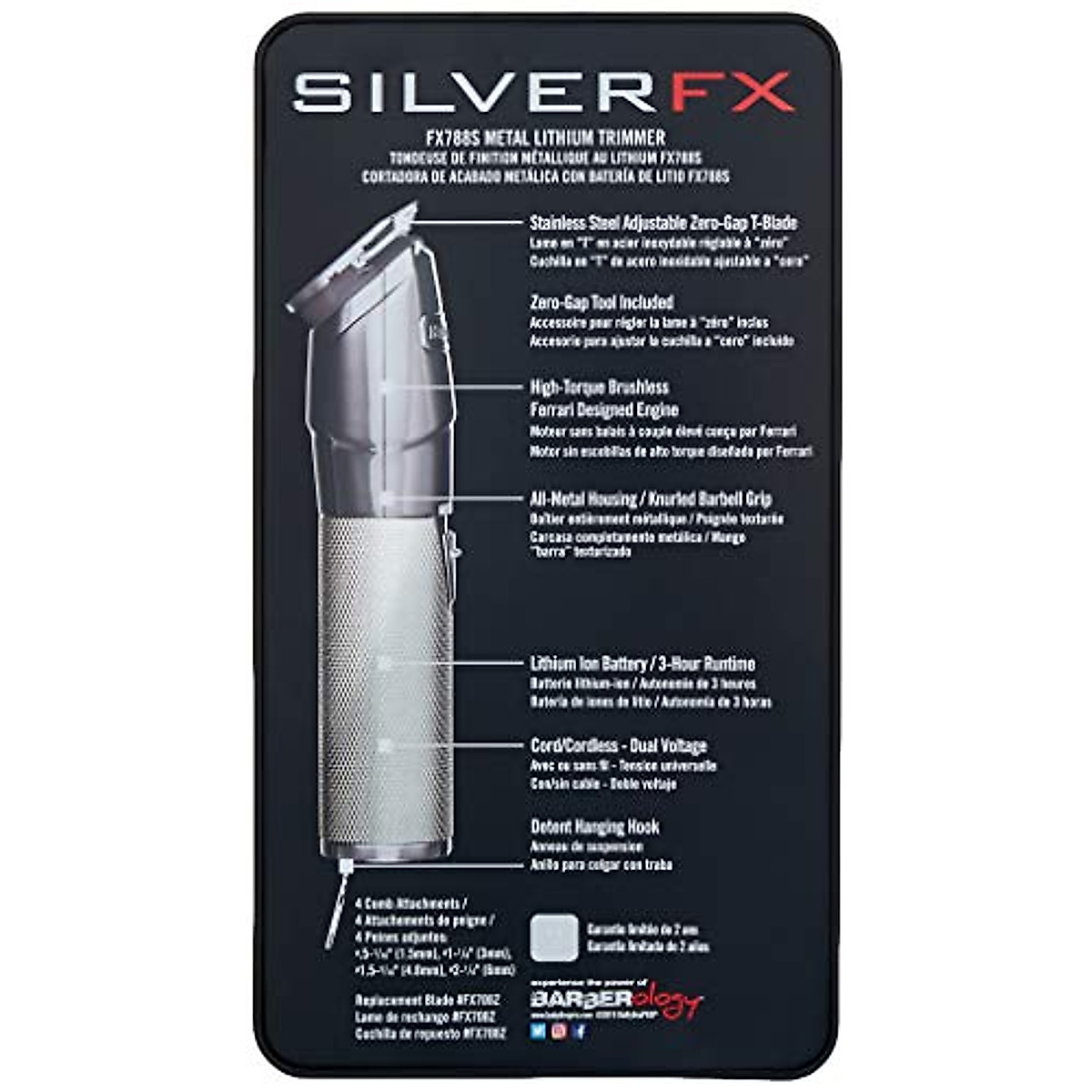 BaBylissPRO BarberologySILVERFX/ROSEFX Trimmer and Replacement Blade (FX788)