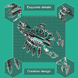 Microworld 3D Metal Puzzle, Mechanical Green Devils Scorpion Metal Model Kits, DIY Challenge 3D Puzzle for Adult, Brain Teaser Art Craft Home Decor Toy for Teen