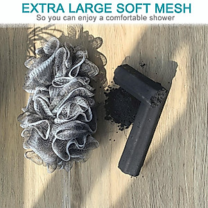 2PACK Charcoal Fiber Exfoliating Loofah luffa loofa Bath Back Brush On a Stick - Long Handle with Radian is Ergonomic for Men and Women - Shower Sponge Body Back Scrubber