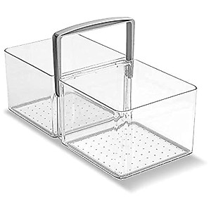 madesmart Fridge Portable Tote/Condiment Caddy, 12.19 x 5.69 x 4.38 in (30.96 x 14.45 x 11.11 cm), Light Grey