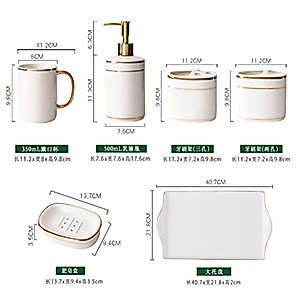 WYKDD Washing Set Ceramic Bathroom Five-Piece Set Nordic Bathroom Supplies Household Toothware Mouthwash Cup