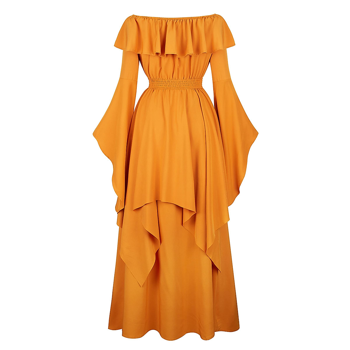 Parlsdy Renaissance Dress Women Pirate Peasant Dress Medieval Costume for Women Turmeric-L