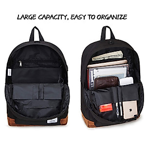 LACATTURA College Backpack, Lightweight Laptop Book Bag, Black