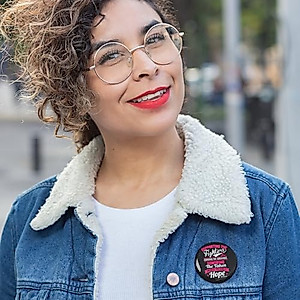 Supporting Admiring Honoring Round Buttons/Pins/Badges for Breast Cancer Awareness, 10-Pack (Pink Ribbon)