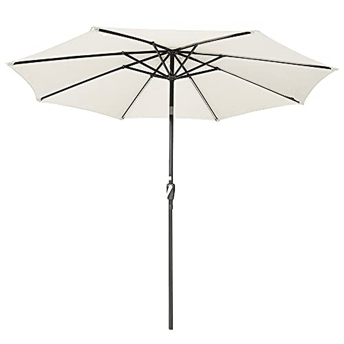 Yescom 10ft Solar LED Lighted Patio Umbrella with Tilt and Crank 8 Ribs Outdoor Market Umbrella for Table Garden Canvas Natural White