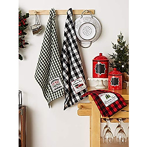 DII Holiday Kitchen Towels Embroidered Dish Towel Set, 18x28, Tree Farm, 3 Piece