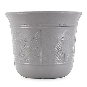 Suncast CPLHPL100 300 Foot Heavy Duty 5 Gallon Decorative Resin Garden Hose Pot for Expandable and Lightweight Hoses, Gray