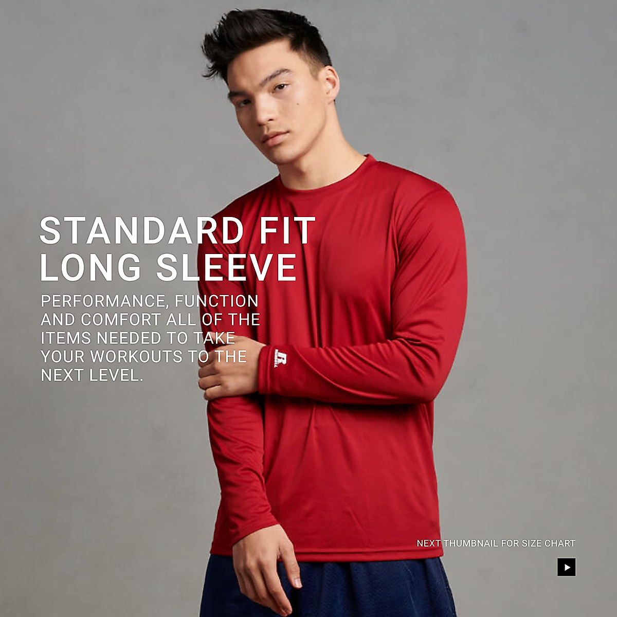 Russell Athletic Men's Long Sleeve Performance Tee, Black, X-Large