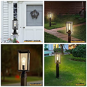 Dusk to Dawn Outdoor Post Light Hardwired 120V, Aluminum Lamp Post Light, Waterproof Outside Post Lantern Fixture with Pier Mount Base, Exterior Pole Lantern Lighting for Garden Yard Patio Pathway