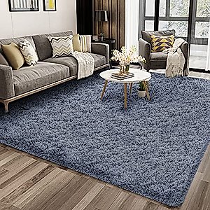 ARONGUS Luxury Fluffy Area Rugs, 5.3x7.5 Feet Gray Soft Plush Furry Rug for Bedroom, Comfy and Cute Rugs for Living Room, Fuzzy Shag Rug for Kids' Room, Big Floor Carpets for School Dorm Classroom