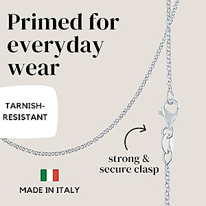 KISPER Silver Diamond Cut Cable Link Chain Necklace – Thin, Dainty, 925 Sterling Silver Jewelry for Women & Men with Lobster Clasp – Made in Italy, 20"