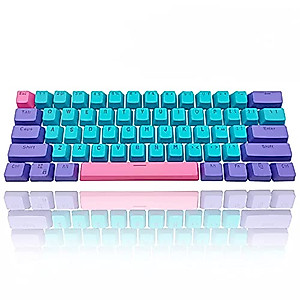 GTSP 61 Keycaps 60 Percent, Ducky One 2 Mini Keycaps for Mechanical Keyboard OEM Profile RGB PBT Keycap Set with Key Puller for Cherry MX Switches GK61/SK 61/Joker (Only keycaps) Blue