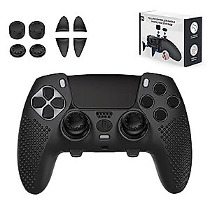 PS5 Edge Controller Cover, Protective Case for PlayStation 5 Edge Controller, PS5 Controller Skin for PlayStation 5 DualSense Wireless Edge Controller with 4PCS Thumb Grip Caps+L2 R2 Trigger Extender