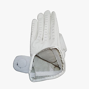 PIGEON WEDGE Leather Golf Glove for Men, Right Handed Golfers, White, Comfortable Design, Maximum Grip, All Weather Golfing Glove, Worn On Left Hand, Breathable, Durable, Gift for Golfers