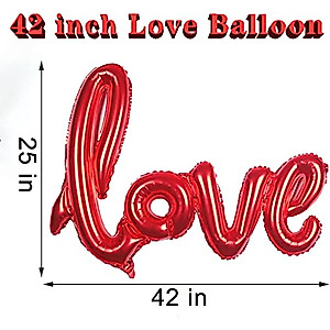 42 Inch Red Love Balloons for Valentines Day Decor, 4PCS Foil Love Balloons Romantic Large Helium Balloons for Valentines Day Decorations Anniversary Wedding Bridal Shower Party Decorations Supplies