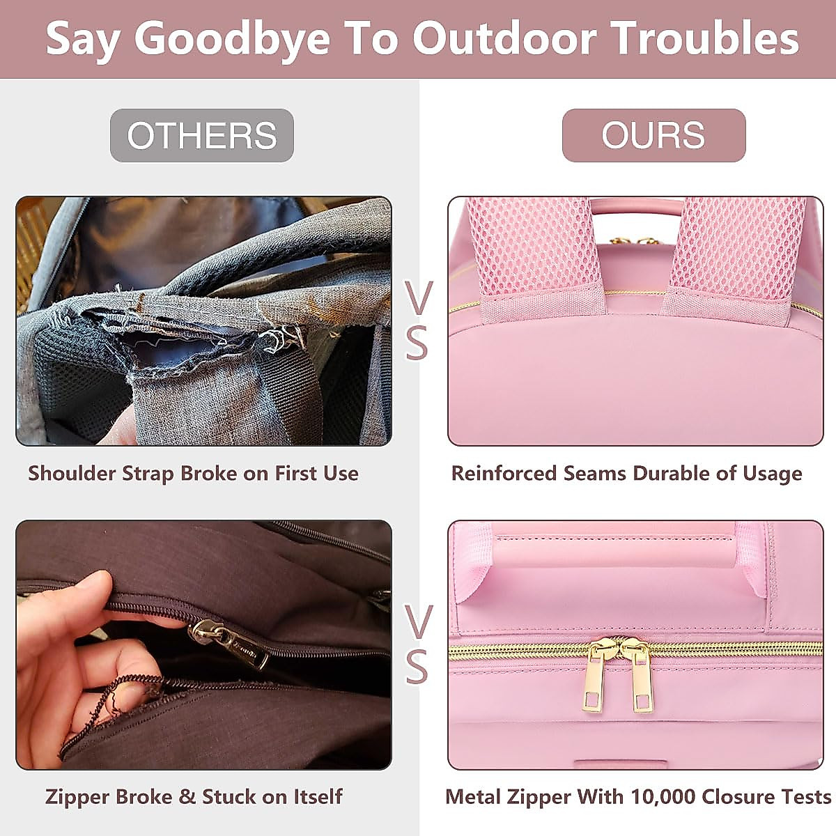 bagswan Pink Laptop Backpack Women Bookbag 15.6 inch School Teacher Bookbag Business Computer Backpacks Purse Travel Work girls College Bags with USB Charging Port Light Back Pack Student