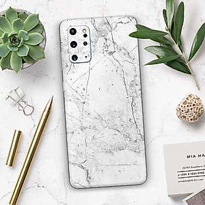 DesignSkinz Cracked Marble Surface Protective Vinyl Decal Wrap Skin Cover Compatible with The Samsung Galaxy S20 (Screen Trim & Back Glass Skin)