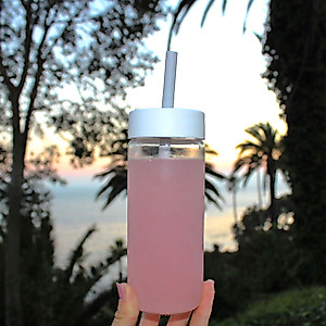 All About Juicing Straw Lids - for VAS Exclusive Glass Water Bottles - Silicone, Reusable Caps - Glass Tumbler - Juicing, Smoothies, Kombucha, Tea, Waters (3 Pack Lids with Straws)