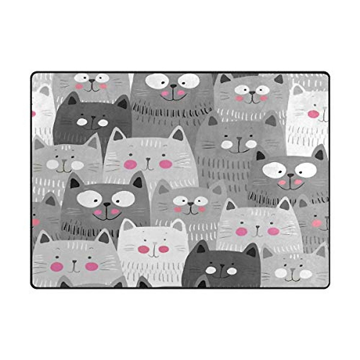 ALAZA Gray Hipster Cat Kitten Area Rug Rugs for Living Room Bedroom 7' x 5'