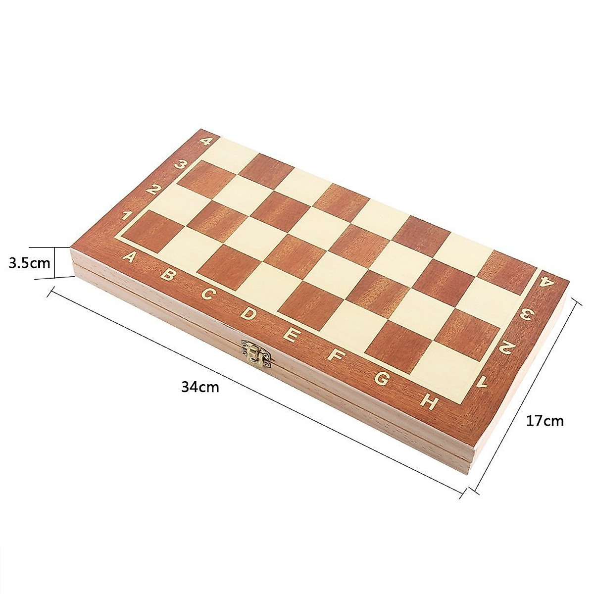 Thur amo Folding Wooden Chess Set with Storage Box 3 in 1 International Board Chess Checkers 34 x 34 cm