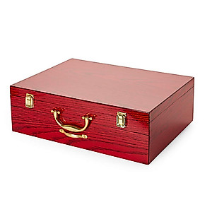 Venezia Collection Flatware Chest holds up to 75 Pieces of Silverware Forks Knives Spoons, Deluxe 2-Drawer Storage Box Case w/High Gloss Finish, Gold-plated Handle & Latches