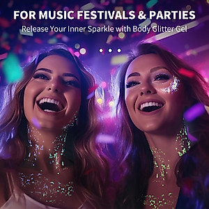 Glow in The Dark Glitter Gel for Women, 12 Colors Chunky Makeup Fine Glitter, UV Black Light Glitter for Body/Face/Hair/Eyeshadow, Glitter for Carnival Party(Not Loose Glitter)