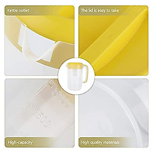 Housoutil Plastic Large Water Pitcher with Lid, 1 Gallon/ 4L Carafes Drinks Water Jug, Shatterproof Straining Pitcher Round Lid for Hot/ Cold Lemonade Juice Beverage Ice Tea Kettle ( Yellow )