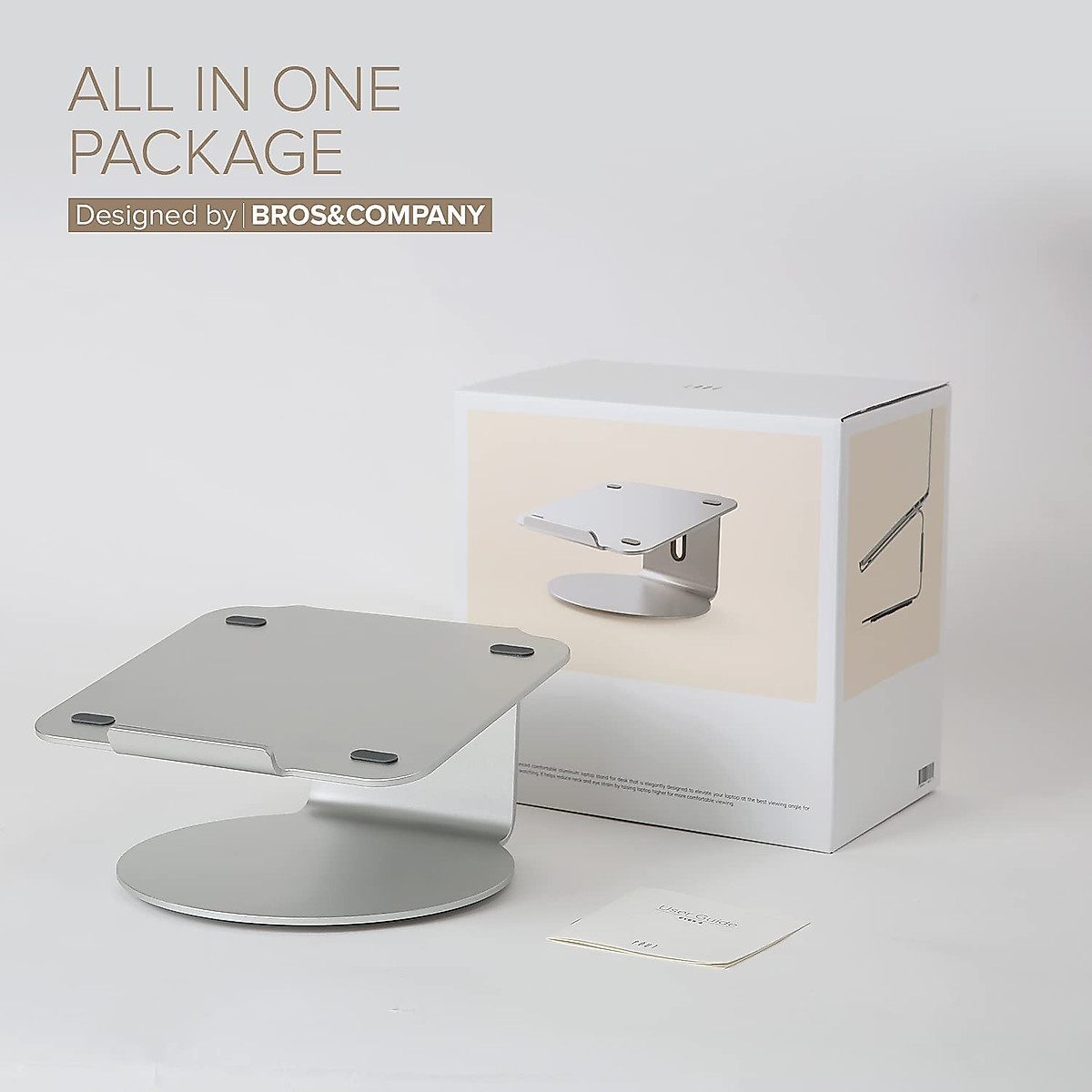 POUT Eyes 4 Metal Laptop Stand with 360 Rotating Base & Built-in Cable Ring — Ergonomic Aluminum Computer Riser for Laptop 10 to 17 Inches — for Apple Mac MacBook Air Pro HP LG Dell Sony