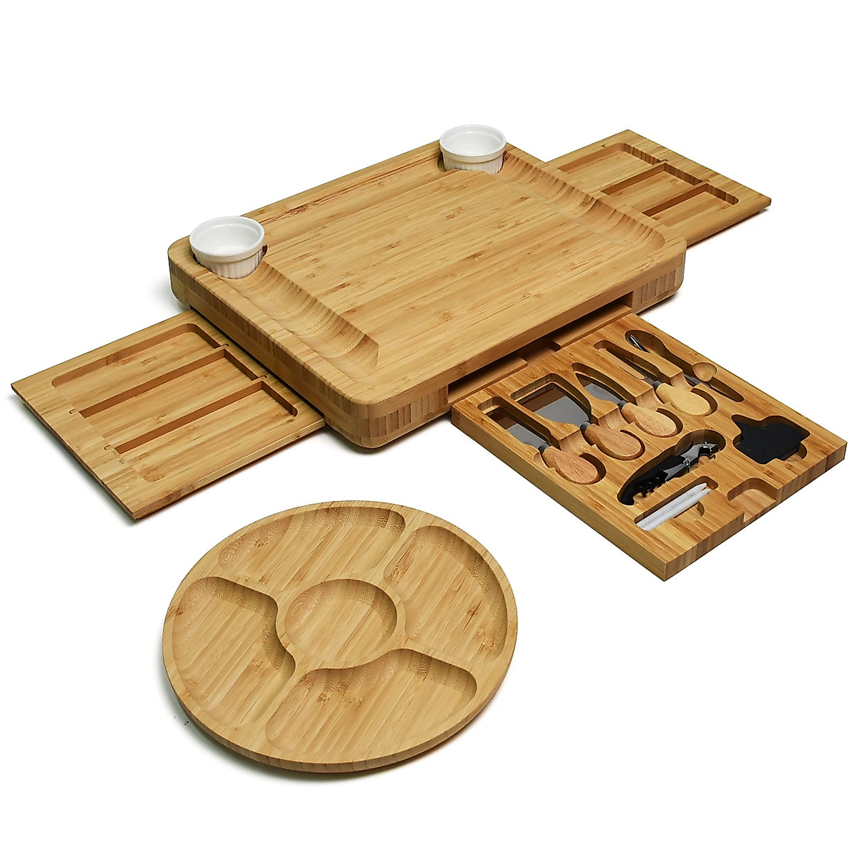 HEITICUP Large Charcuterie Boards and Knife Set, Bamboo Cheese Board Unique Christmas Gifts, House Warming Gifts, Wedding Registry Items Birthday Gifts for Women