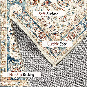 ZCXDSX Area Rug 7x9 Washable Boho Living Room Rug Floral Print Large Rug Indoor Soft Distressed Foldable Carpet Thin Rug Bedroom Dining Room Office Farmhouse 7x9 FT