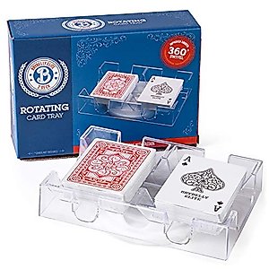 Brybelly Elite Rotating Card Deck Tray | Standard Sized Playing Cards | Rotates in Any Direction | Clear | 2 Deck Tray