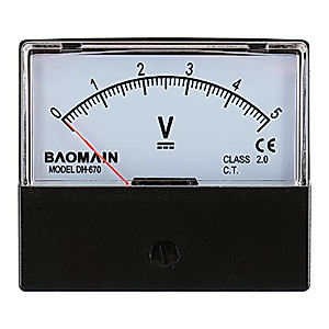 Baomain Voltmeter DH-670 DC 0-5V Rectangular Class 2.5 Analog Panel Volt Voltage Meter