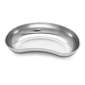 QWORK 2Pcs 8" Stainless Steel Kidney Tray, Kidney Shaped Emesis Basin, Dental Lab Instruments Surgical Trays, Reusable Metal Kidney Dish,for Soiled Dressings, Medic Waster
