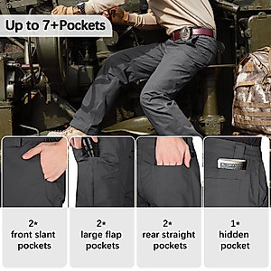 FREE SOLDIER Men's Water Resistant Pants Relaxed Fit Tactical Combat Army Cargo Work Pants with Multi Pocket (Classic Gray, 34W/30L)