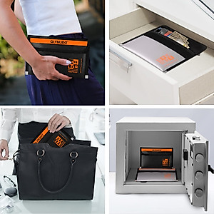 Small Fireproof Money Bag for Cash and Documents (8x5", Inside/External Size), 2-Pack Money Pouch with Water Resistant Zipper, Waterproof Safe Bag Set, 3 Layers (Silicone/Glass Fiber/Aluminum Foil)