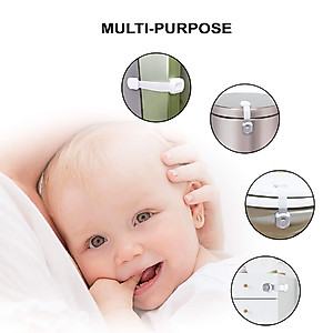 Child Safety Cabinet Strap Locks - 8 Packs Baby Proofing Adjustable Adhesive Latches With No Drilling - Fridge Drawer Dishwasher Toilet Seat Oven - Children Kid & Toddler Safety Protection By G2eComme