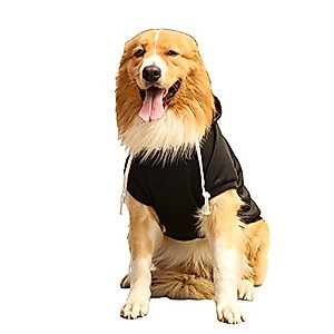 QWINEE Solid Drawstring Dog Hoodie Sweatshirt Dog Shirt Clothes for Small Medium Large Dogs Black M