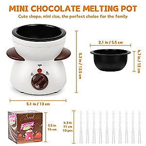 BTToyy Mini Chocolate Fondue Pot,Mini Chocolate Melting Pot,Electric Chocolate Melting Set,Chocolate Warmer,Includes 10 Dipping Forks For Candy,Chocolate,Cheese in Parties 260ML / 8.79OZ (White)