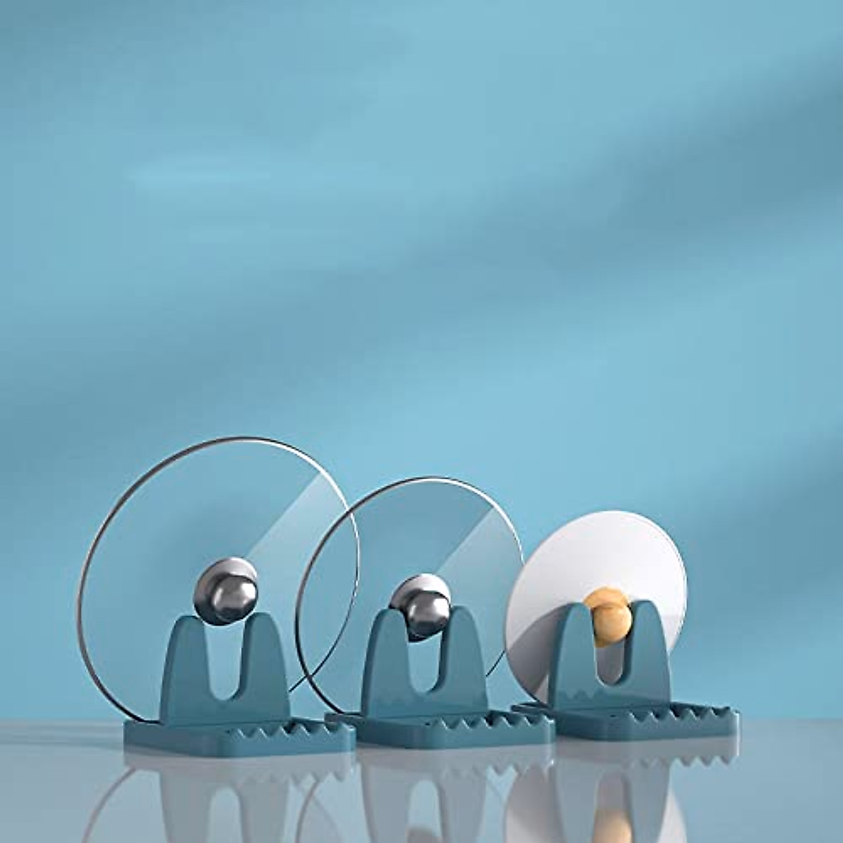 Andy's Orchids Foldable Pot Lid Rack,Plastic Stand Kitchen Organizer, Spoon Holder Spatula Pan Cover Shelf,Tabletop Multi-function Storage Tools