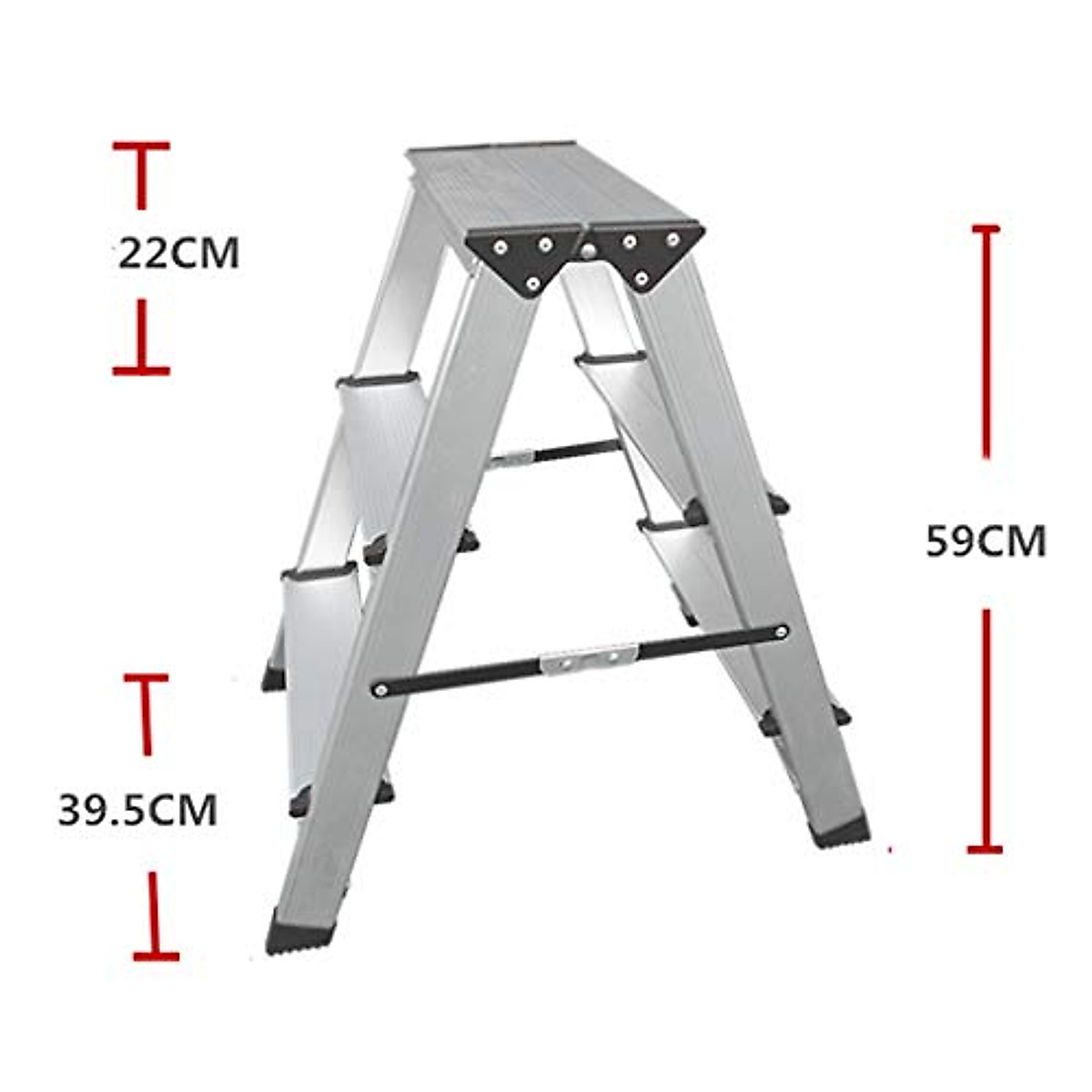 PENGJIE Folding Ladder Step Stool Ladder Stool 3 Step Folding Aluminum Heavy Duty Steel Portable Anti Slip Mat Tread Compact 150 Kg Capacity for Home Office