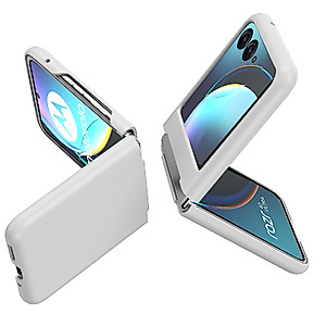 Yuanjing for Moto Razr 40 Ultra case (Screen Protector Included) Thin Hard PC Phone case for Moto Razr 40+ (White)