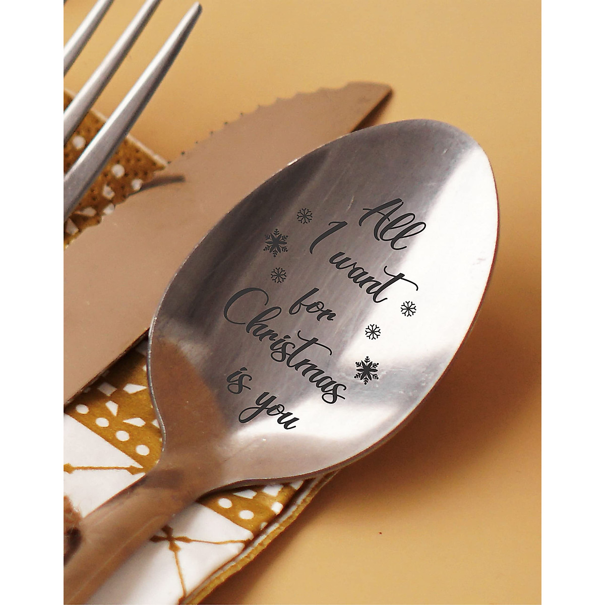 All I want for Christmas is You Engraved Spoon Gift For Christmas | Christmas Stocking Stuffer | Stainless Steel 7 inches Teaspoon