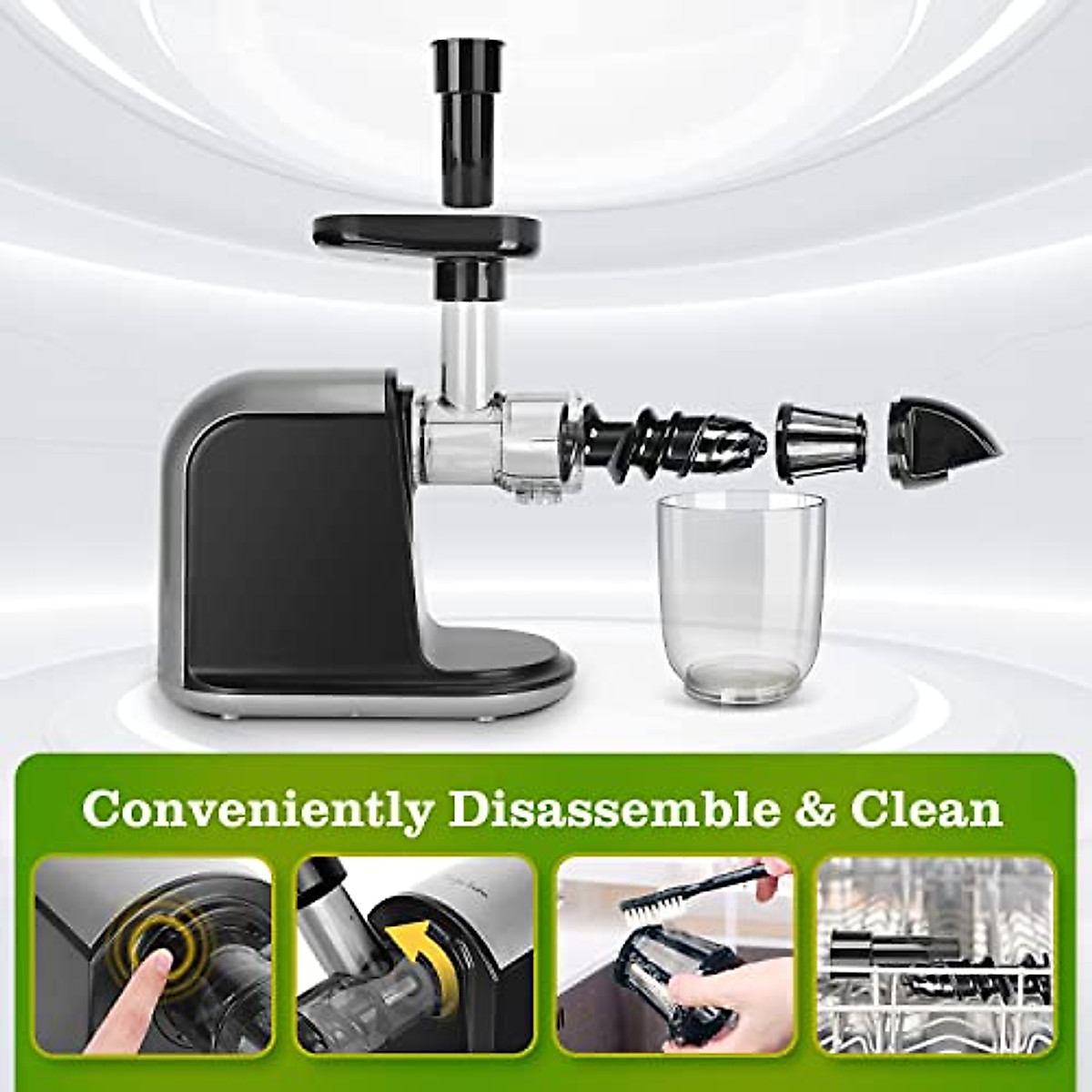 Juicer Machines, Taylor Swoden Slow Masticating Juicer with Reverse Function & Quiet Motor, Cold Press Juicer Machine with High Juice Output, Juicer Extractor Easy to Clean, include Brush & Recipes