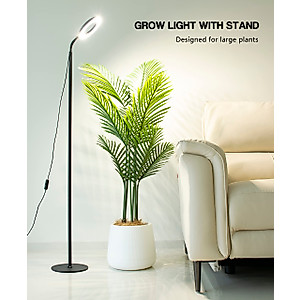 Geciliaoran Grow Light for Indoor Plants, Full Spectrum LED Halo Tall Plant Growing Lights with Stand, Height Adjustable Growth Floor Lamp with Automatic Timer, Dimmable Brightness for Large Plant
