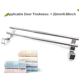 ADBEN Expandable Double Towel er Over Cabinet Cupboard Doors Stainless Steel Bath Towel Bar Towel Clothes er Towel Rack Holder for Bathroom Kitchen Towel Storage Shelf