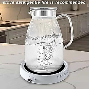 Bunhut Glass Pitcher with Lid,68 oz Water Pitcher for Hot Cold Drinks,Glass Water Pitcher with Insulated Handle,Large Glass Water Jar Made of High Borosilicate Glass,Easy to Clean