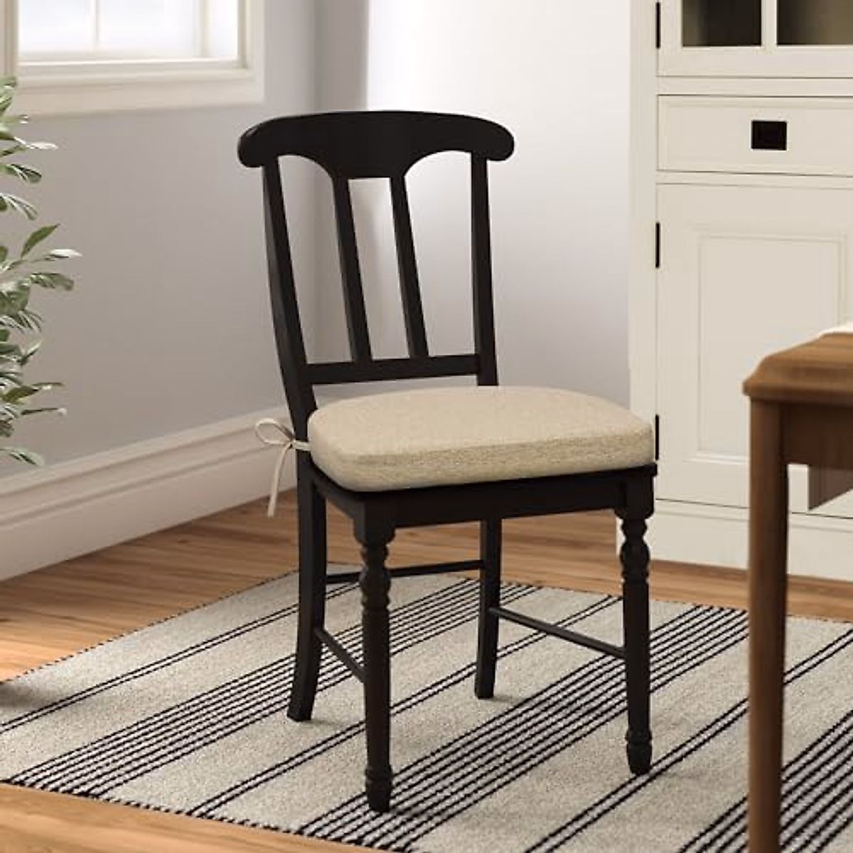 Shinnwa Chair Cushions with Ties for Dining Chairs [17 x 16.5 Inches] Non Slip Kitchen Dining Chair Pad and Seat Cushion with Machine Washable Cover Set of 4 - Natural Linen