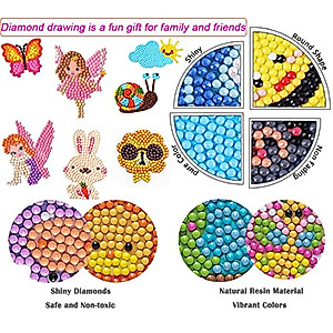 DDYUNLY 5D Diamond Painting Sticker Kits for Kids, 38 Pcs Cartoon DIY Diamond Art Animal Sticker for Girls Boys Beginner Diamond Painting Kits, Cute Digital Diamond Paint for Children