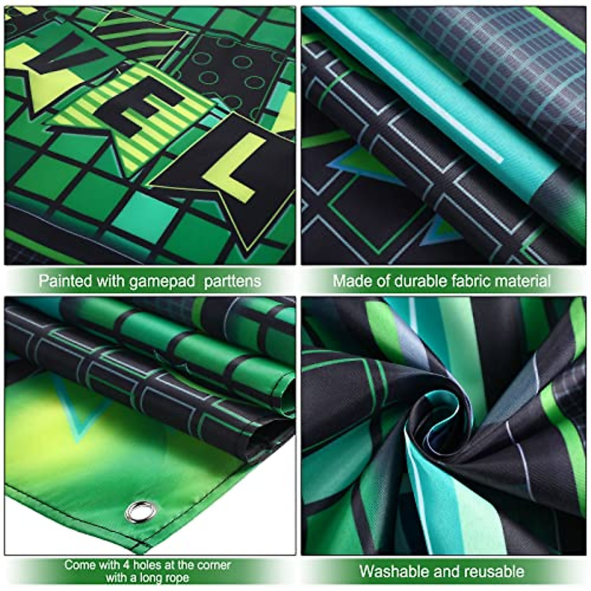 Video Game Party Decoration Video Gaming Photo Door Backdrop Game On Boys Birthday Photo Banner Gamer Room Decor for Game Fans Video Gamer Party Decoration Supplies, 6 x 3 Feet